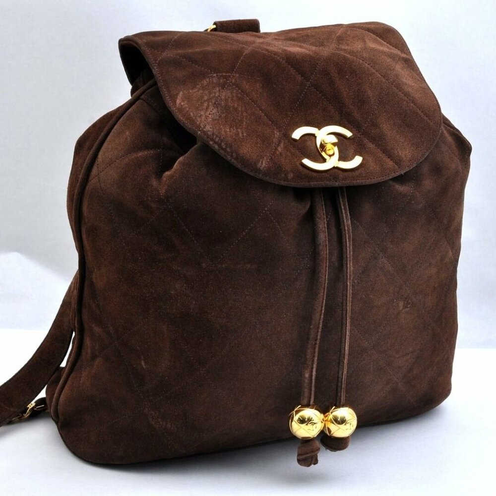 Chanel Suede Matelasse Chain Backpack Cc - Gem